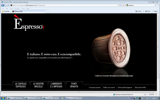An online Vergnano ad for its “Èspresso” products (translated) reads ...